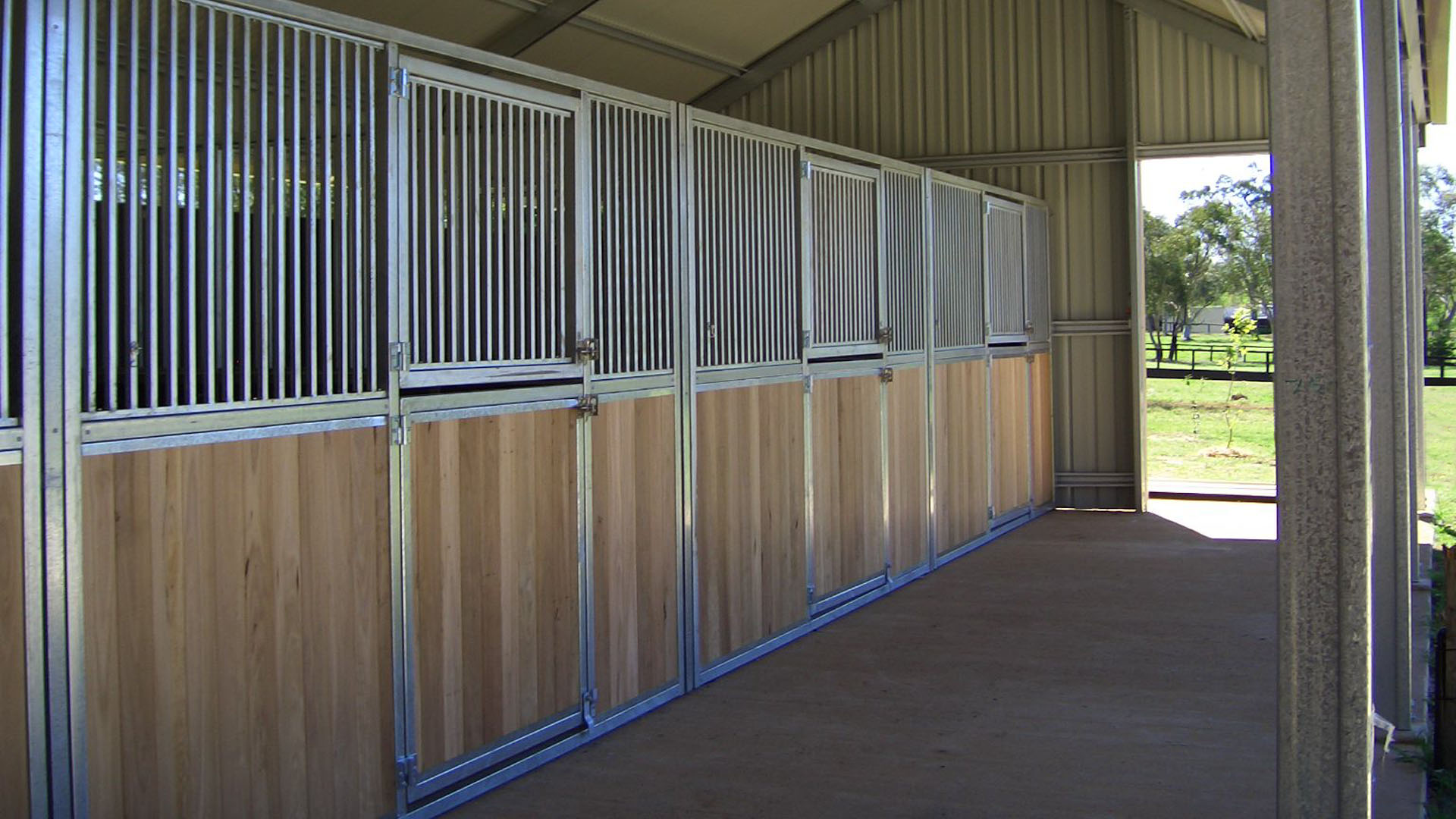 Stables - Steel stables and horse stalls.